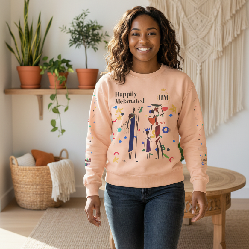 Bold Ethnic Unisex Light Weight Crewneck, Hand-drawn Tribal Family Doo ...