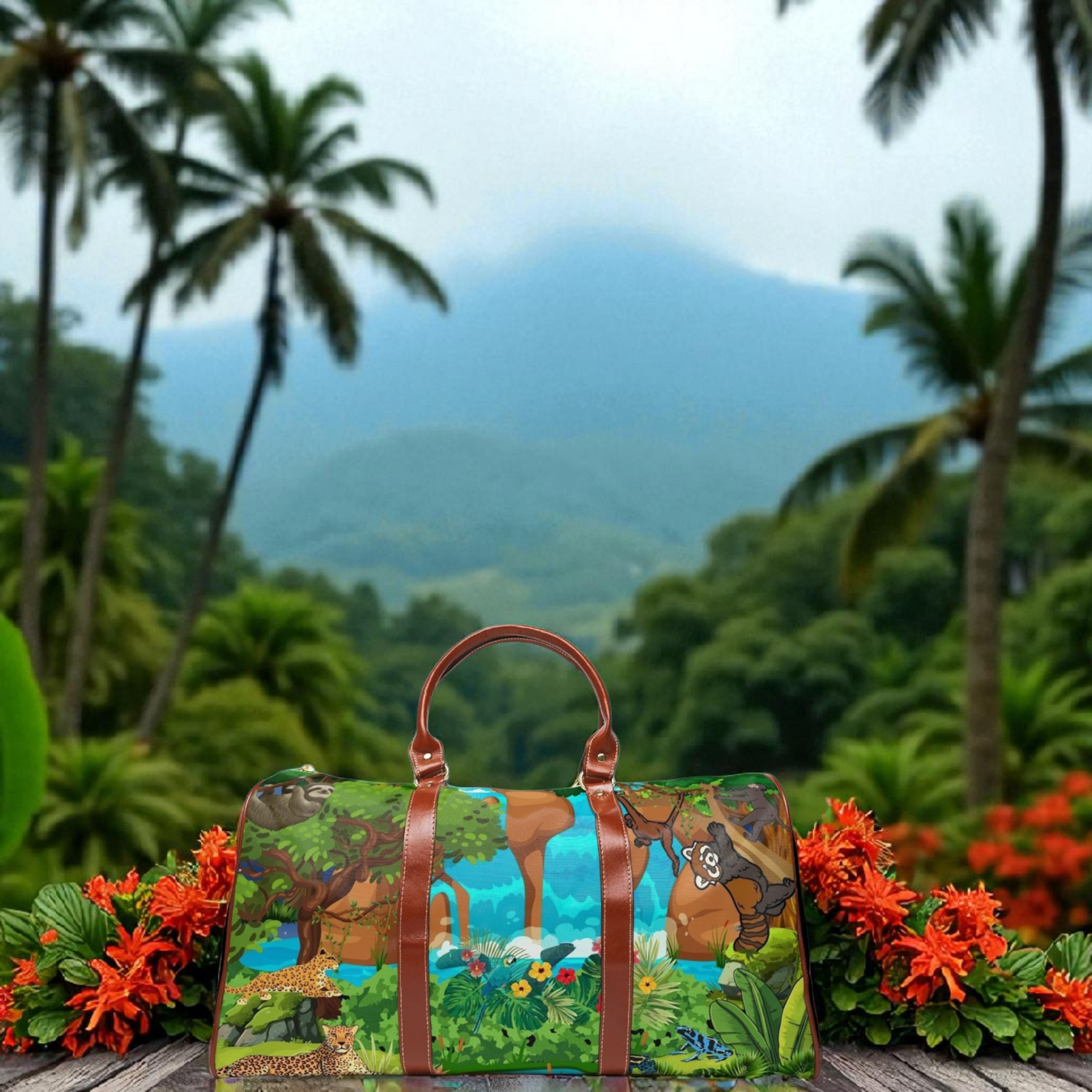 Vibrant Waterproof Travel Bag - Jungle Animals Design for Adventurers ...