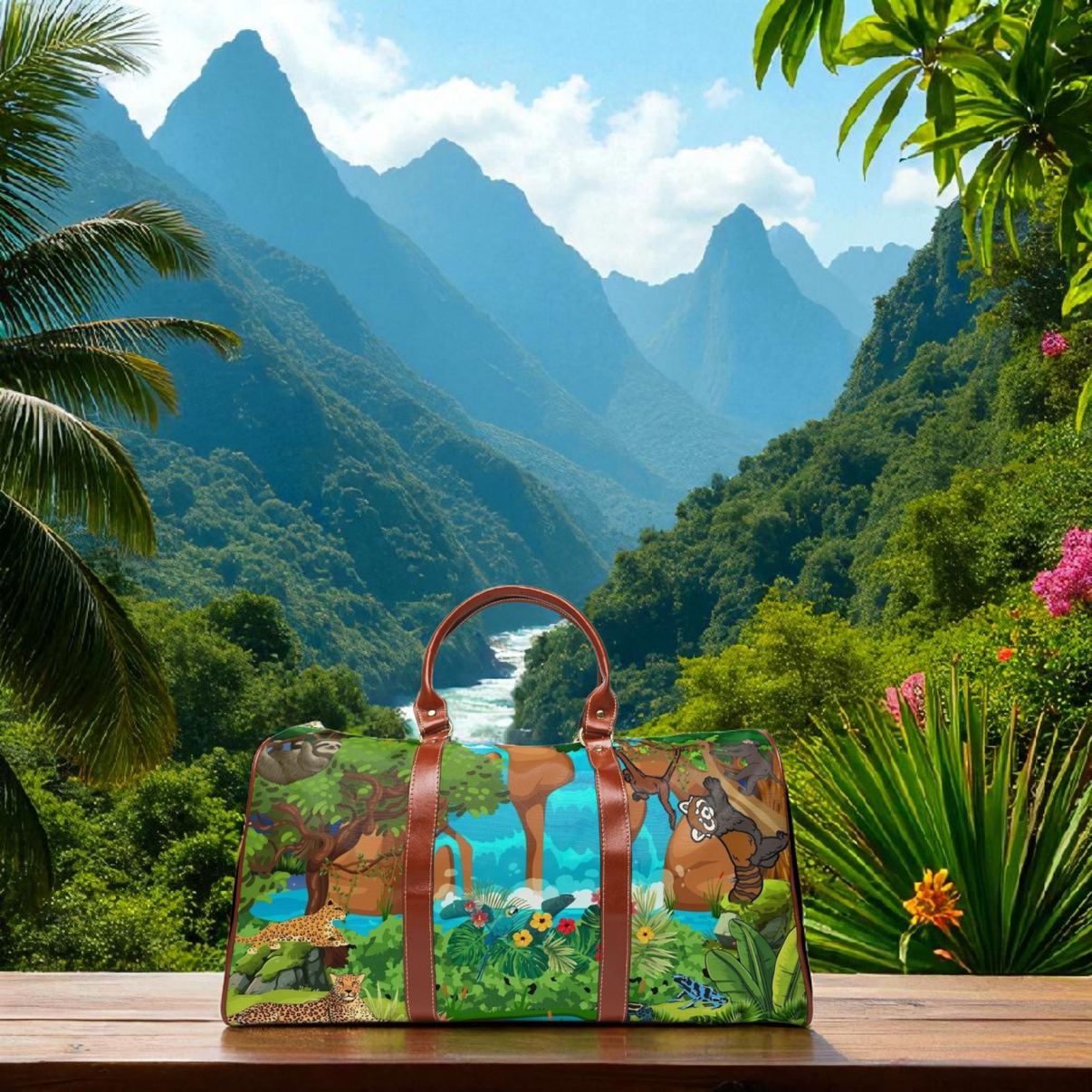 Vibrant Waterproof Travel Bag - Jungle Animals Design for Adventurers ...